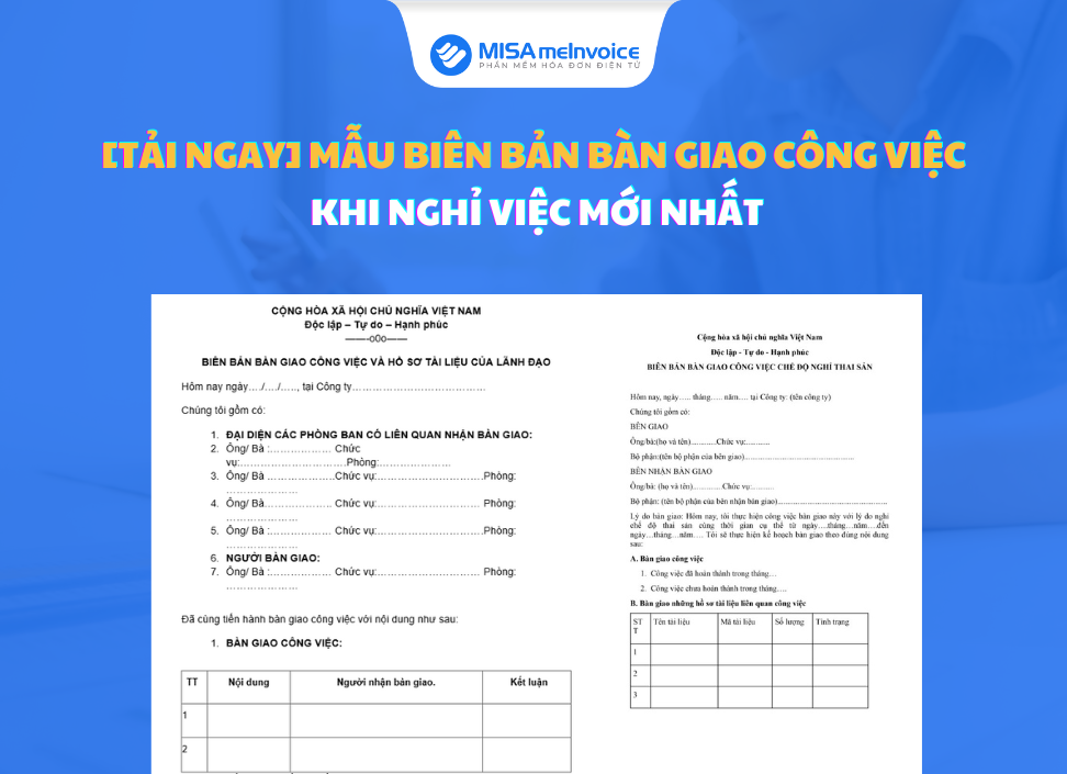 [Tải ngay] Mẫu biên bản bàn giao công việc khi nghỉ việc